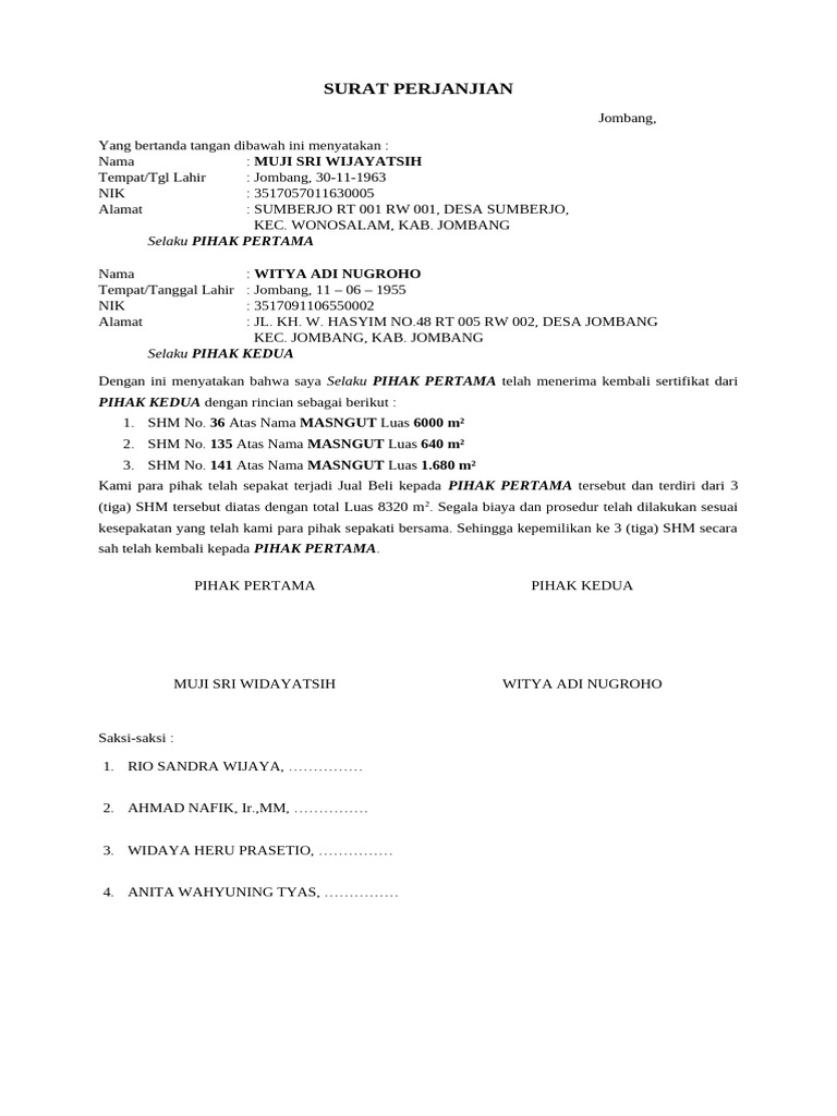 Surat Perjanjian | PDF