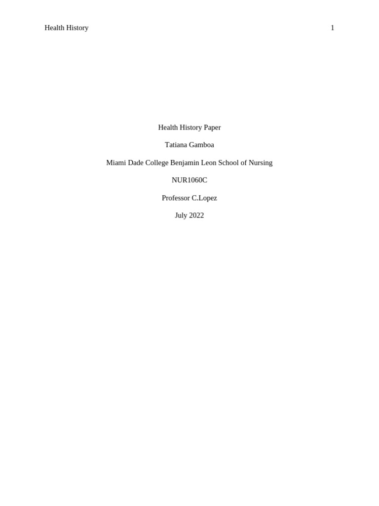 Health History Paper | PDF | Sleep | Edema