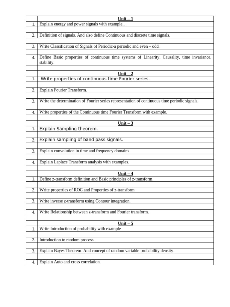 Signal and System 5th EEE Btech Questions | PDF | Teaching Methods ...