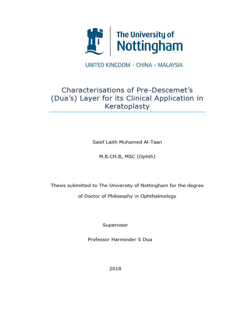Thesis (Final Version) | PDF | Cornea | Epithelium