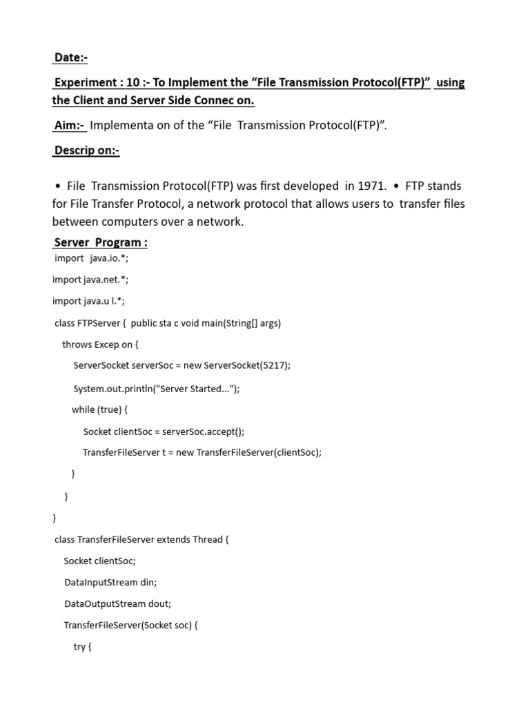 CN EXP - 10 | PDF | File Transfer Protocol | Computer Networking