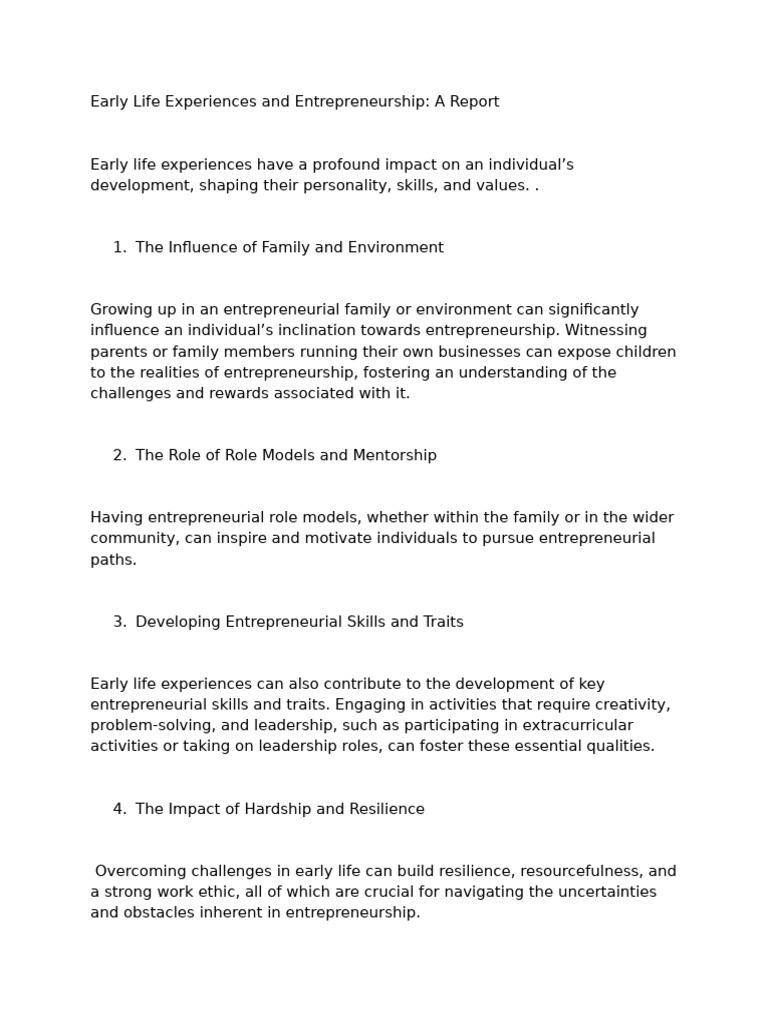 Early Life Experiences 1 | PDF | Career & Growth
