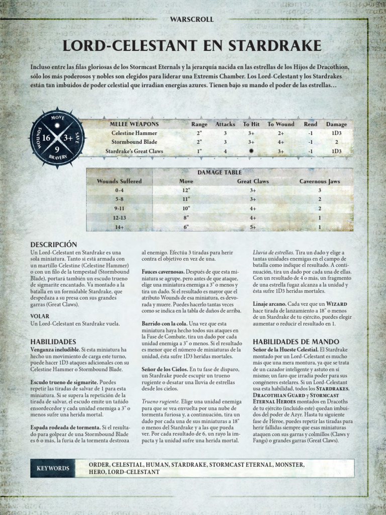 Aos Warscroll Stormcast Stardrake Es | PDF