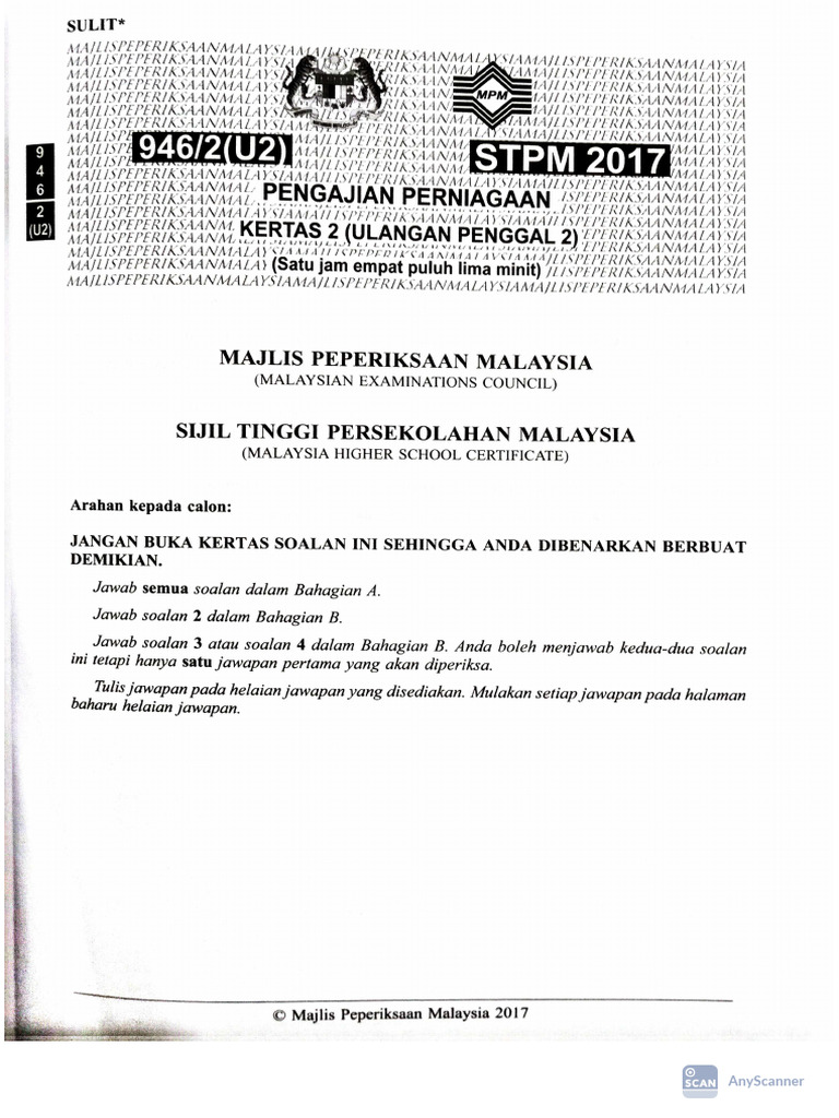 STPM 2017 (U) | PDF