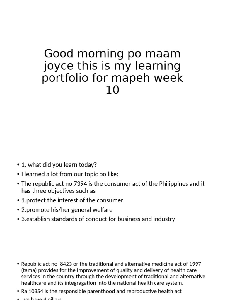 Mapeh Week 10 Learning Portfolio | PDF