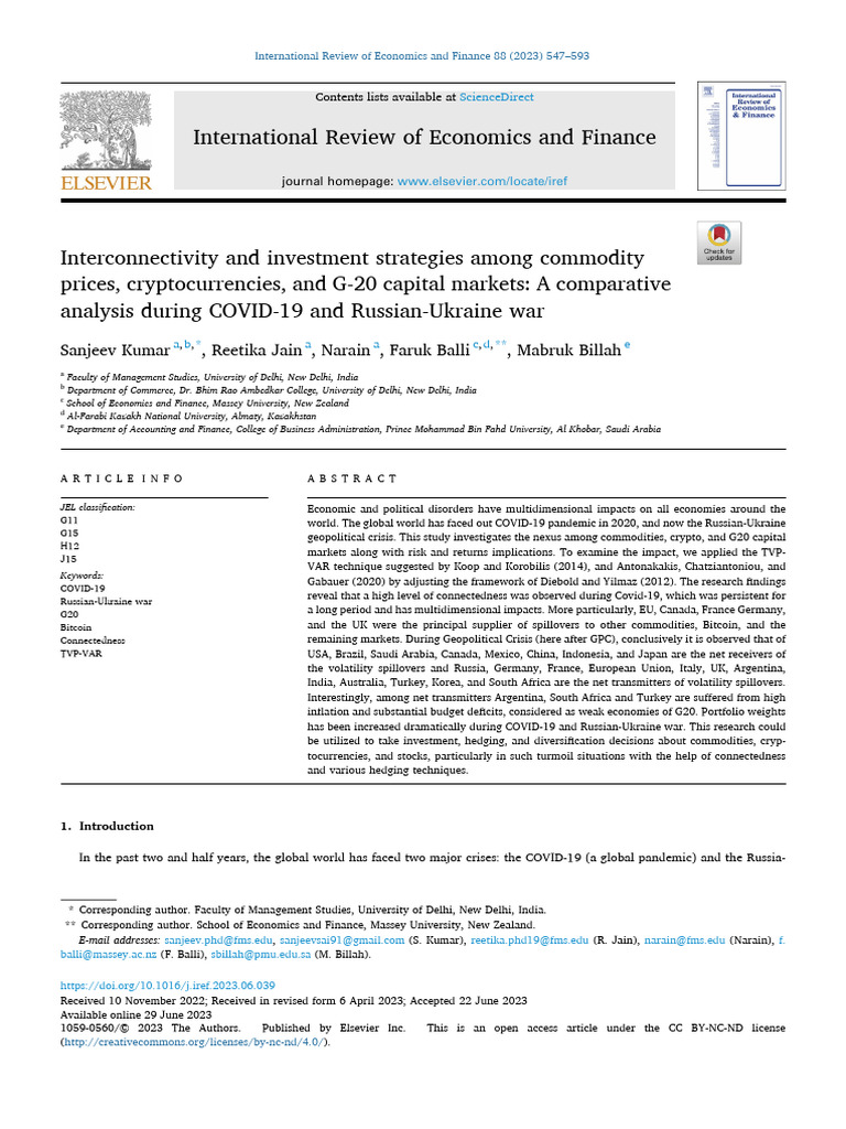 Interconnectivity and Investment Strategies Among Commodi 2023 ...