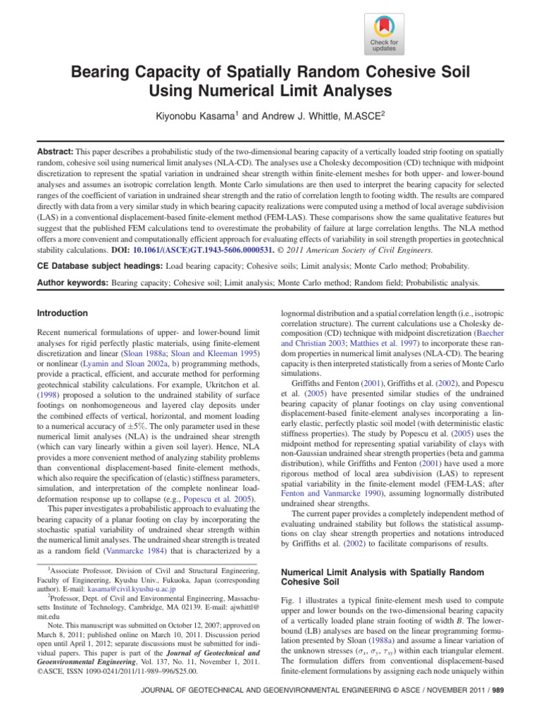 2011 - Bearing Capacity of Spatially Random Cohesive Soil Using ... 2011 - Bearing Capacity of Spatially Random Cohesive Soil Using ...