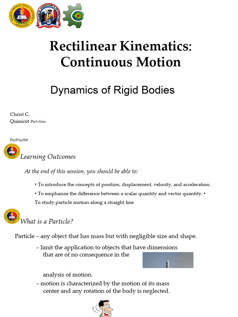 W2 - Rectilinear Kinematics - Continuous Motion | PDF | Velocity | Acceleration