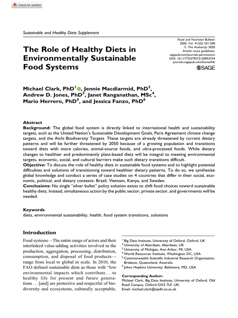 The Role of Healthy Diets in Environmentally Sustainable Food Systems ...