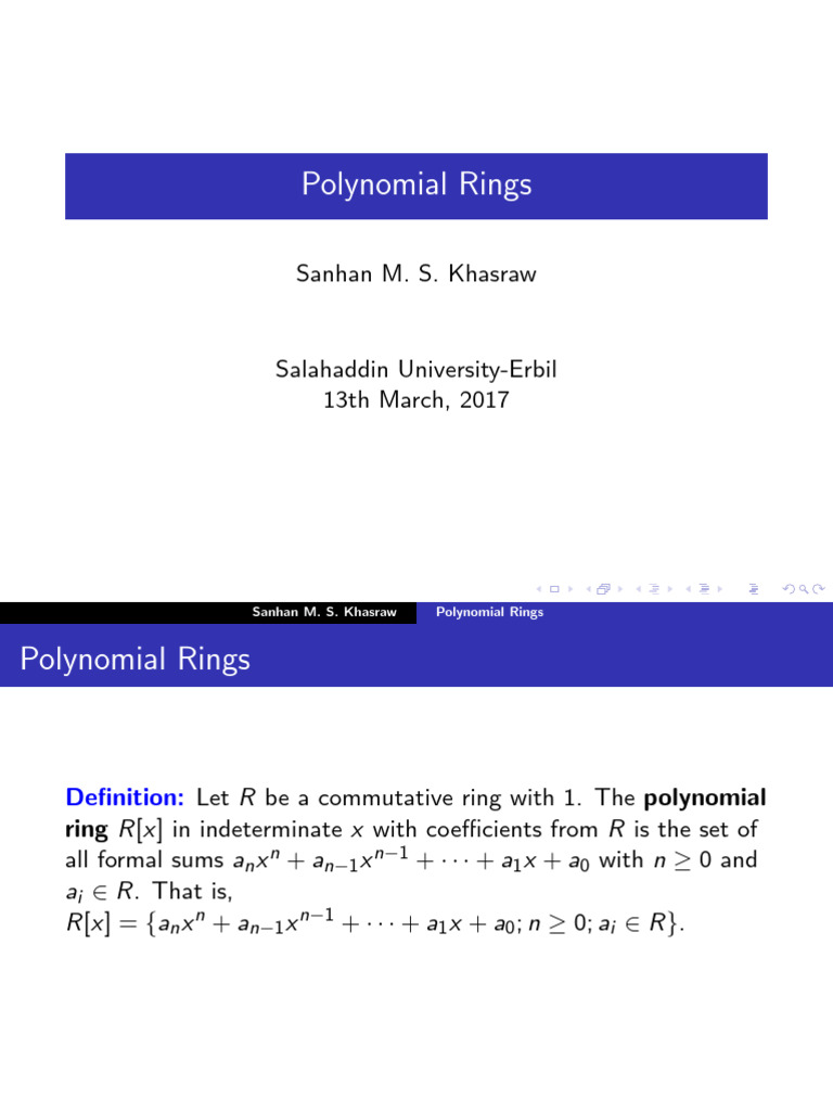 Polynomial Rings | PDF | Polynomial | Factorization Polynomial Rings | PDF | Polynomial | Factorization