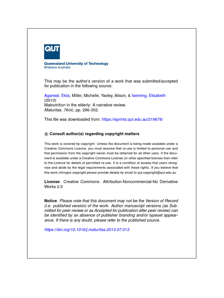 Agarwal Et Al. - 2013 - Malnutrition in The Elderly A Narrative Review | PDF | Weight Loss ...