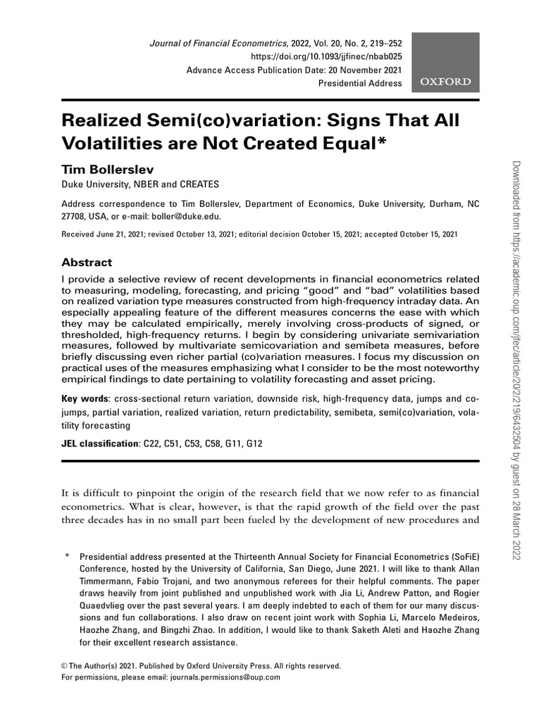 Realized Semi (Co) Variation - Signs That All Volatilities Are Not ...