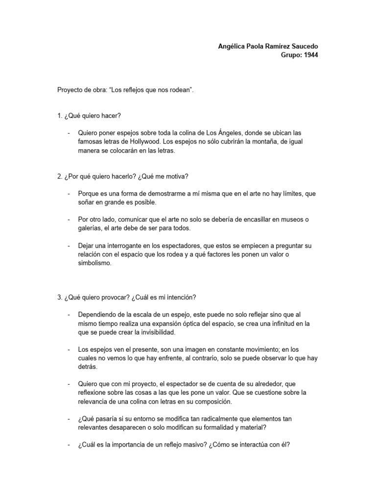 Proyecto de Obra | PDF | Espejo