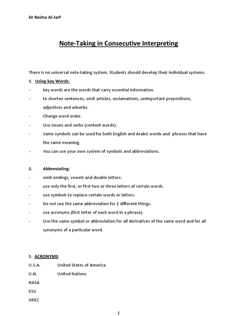 Interpreting Note Taking | Adjective | English Language