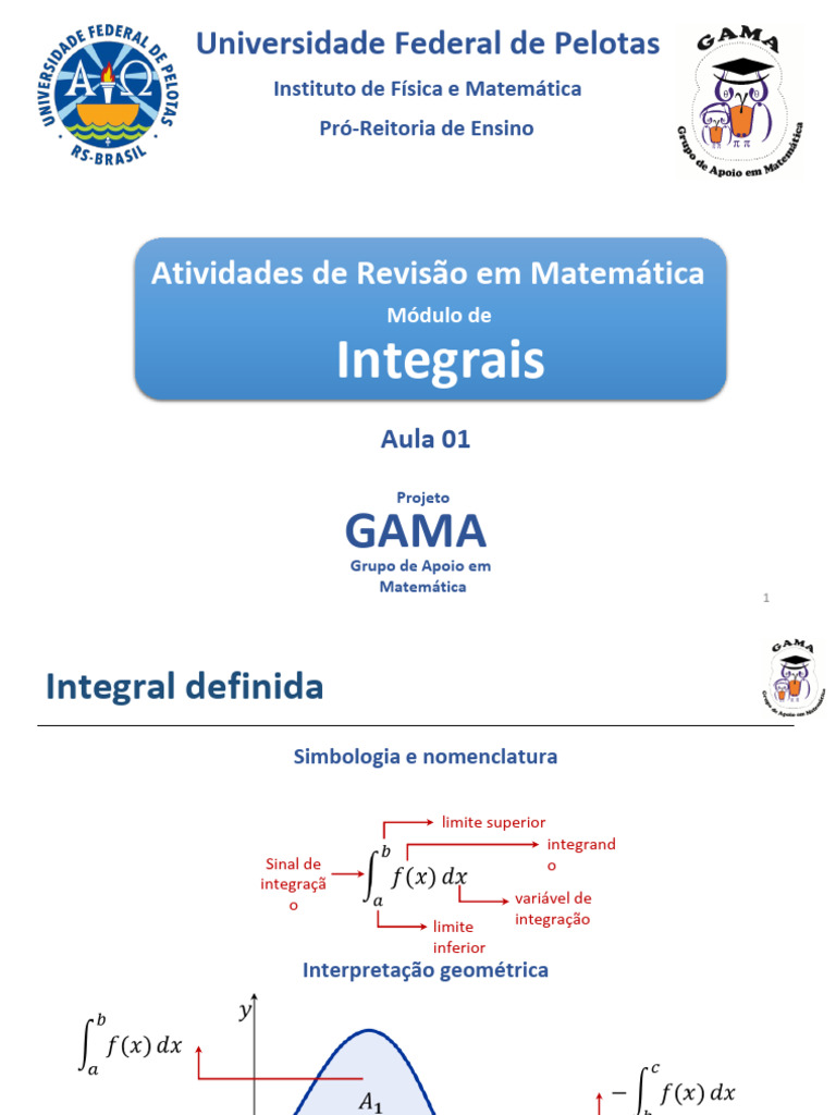 Aulas Integrais GAMA 2024 | PDF | Integrante | Cálculo