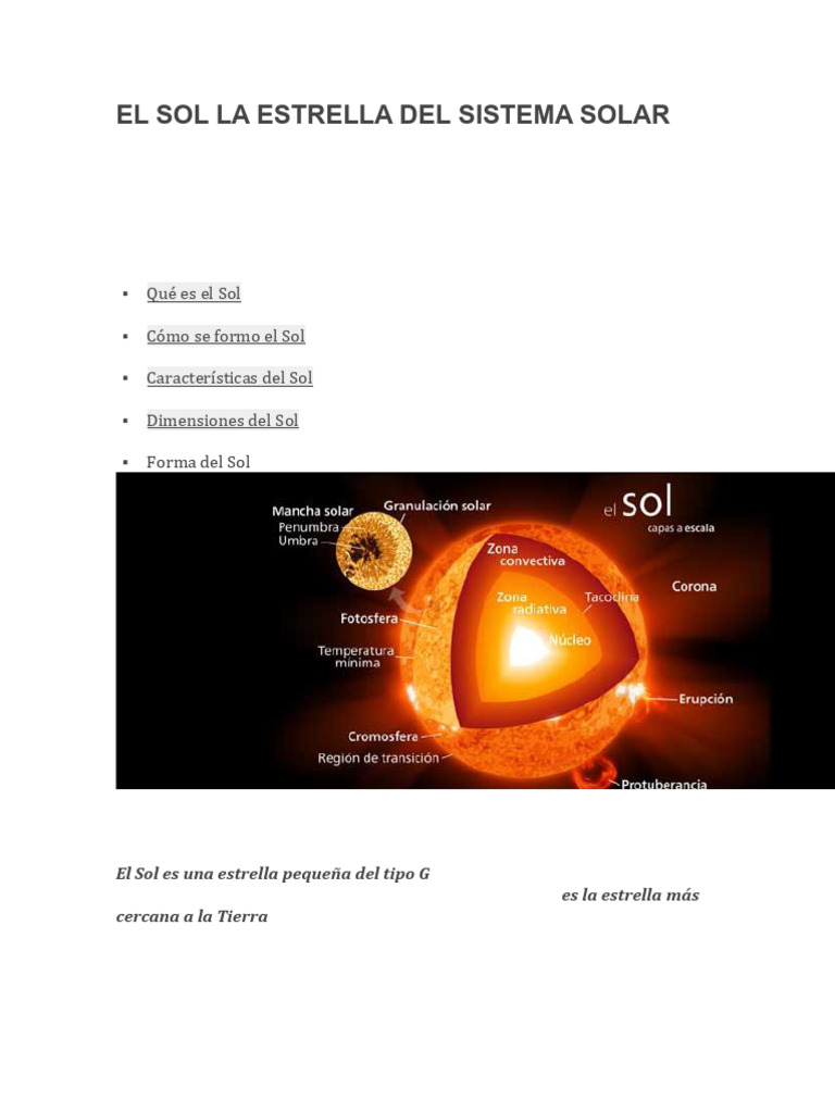 El Sol La Estrella Del Sistema Solar | PDF | Dom | Estrellas
