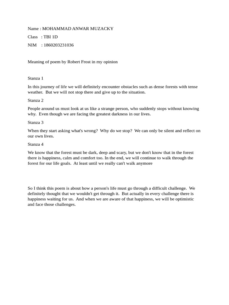 Analyzing Robert Frost's Poem Meaning | PDF