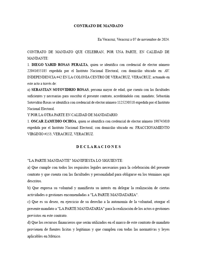 Contrato de Mandato | PDF | Pagos