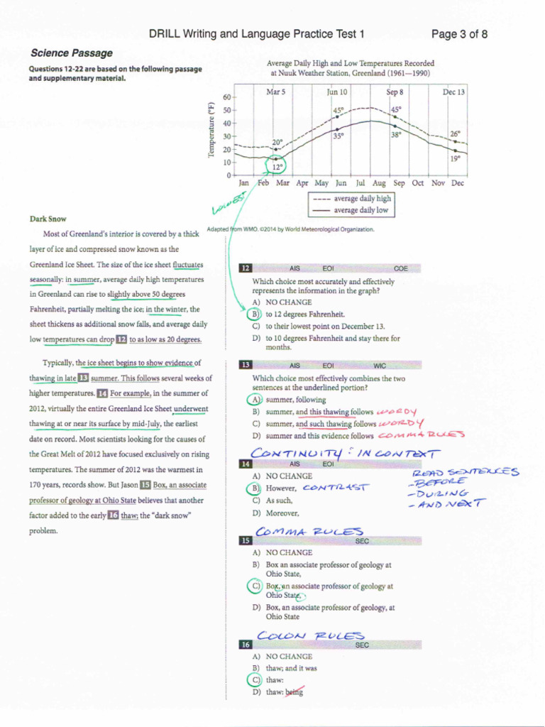 SOLUTIONS New SAT Writing and Language Passage 2 T1 Drill | PDF