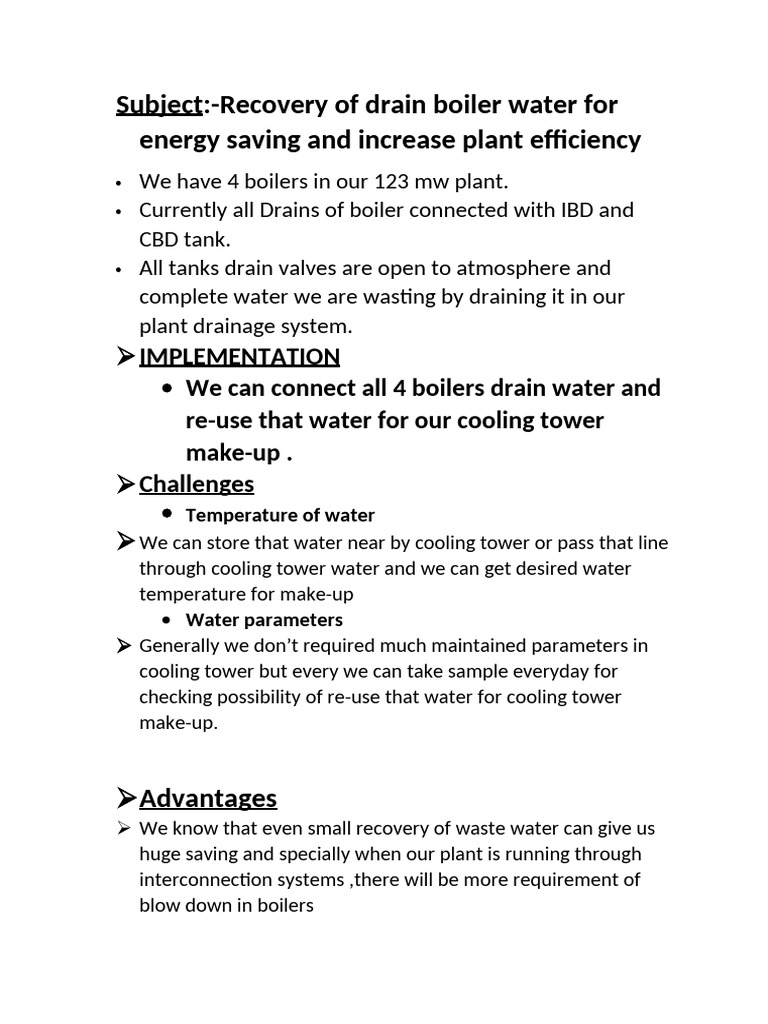Boiler Water Recovery for Energy Savings | PDF | Home & Garden ...