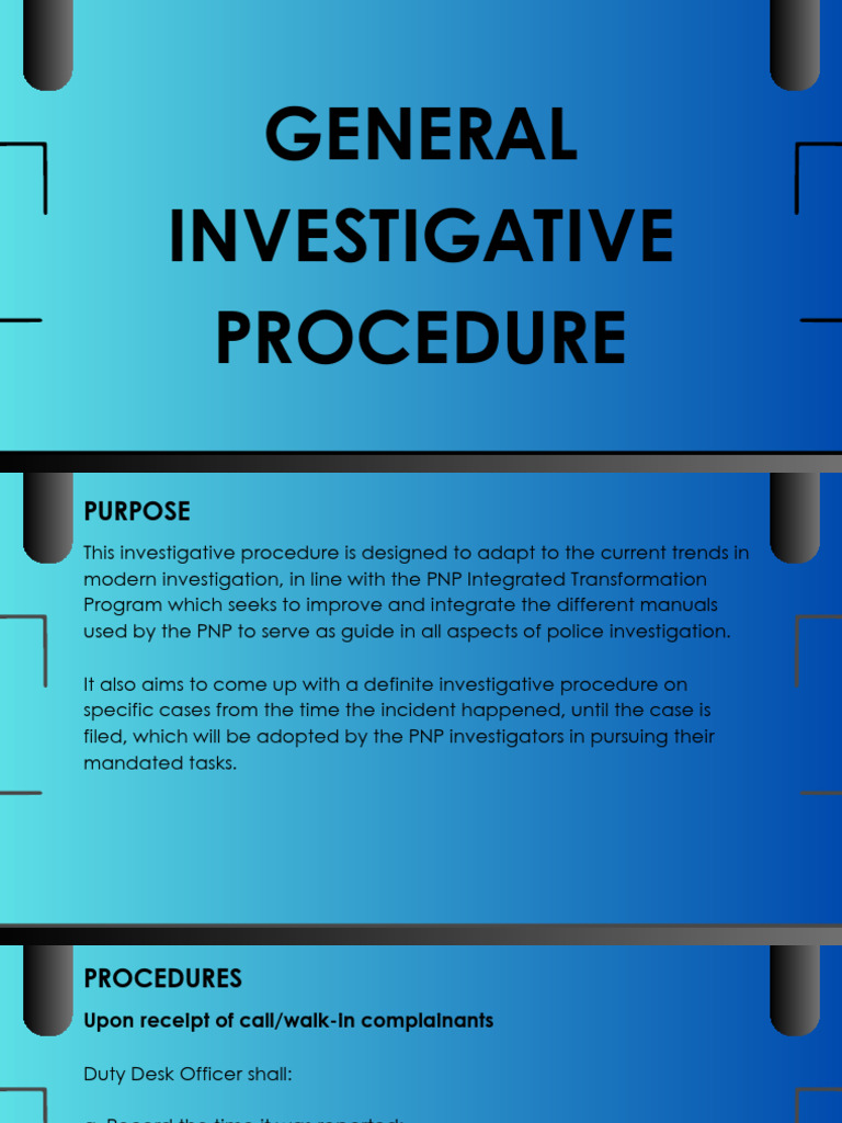 General Investigative Procedure | PDF | Crime Scene | Fingerprint