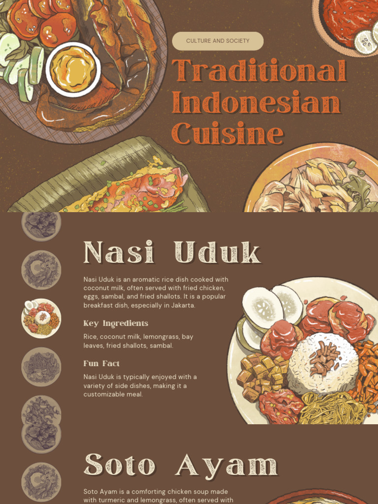 Traditional Indonesian Cuisine Presentation in Brown and Red ...