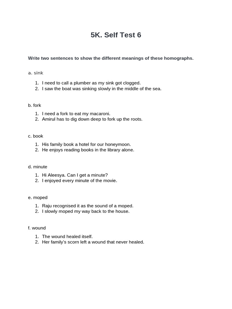 5K - Self Test 6 | PDF