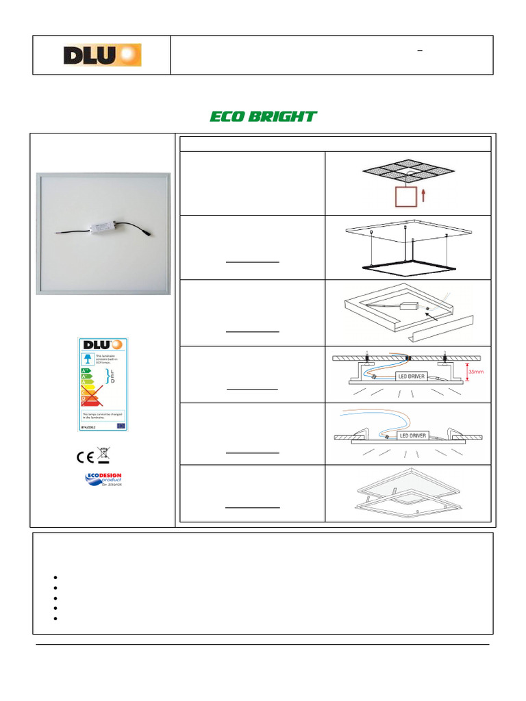 LED Fixtures - Ecobright Panel 60x60 Glare Control - Spa - Ed24 | PDF ...