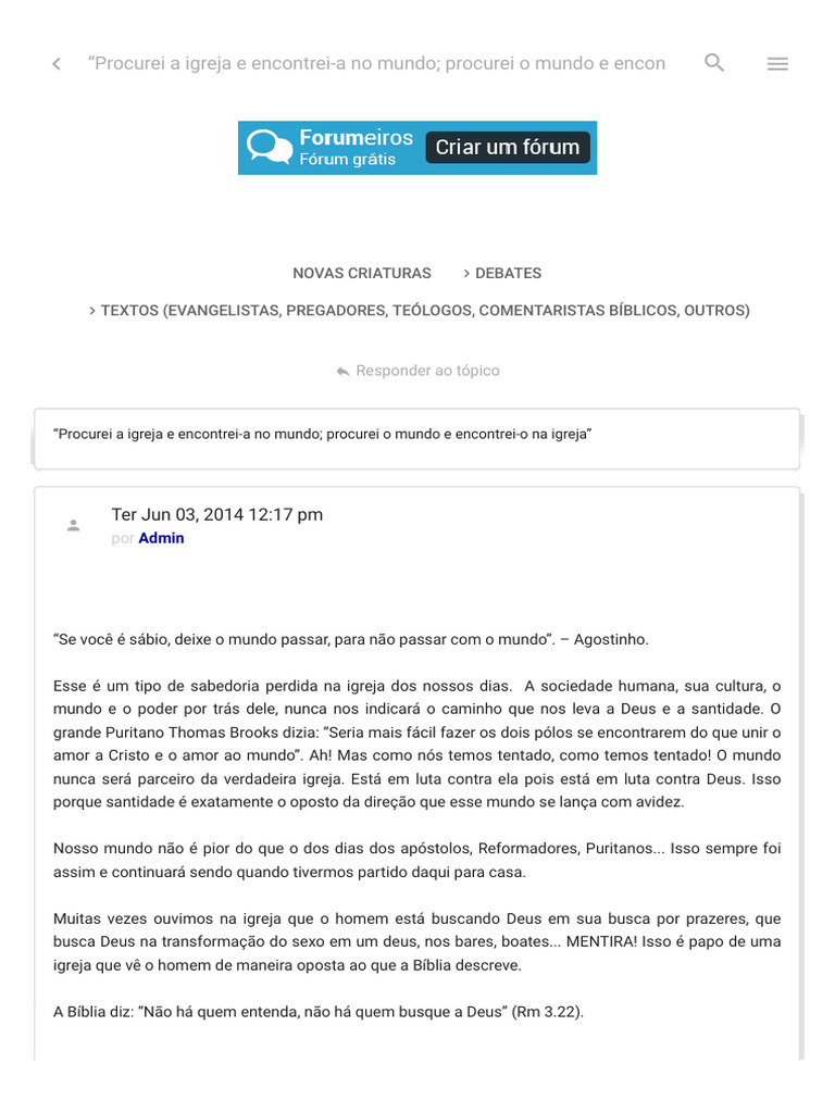 Pregação Sobre A Igreja No Mundo | PDF | Daniel (personagem Bíblica) | Amor