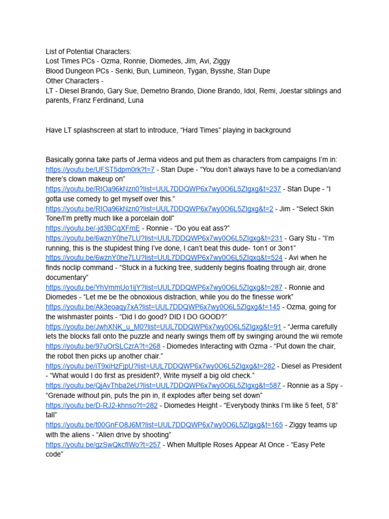 Jerma Clips As Campaign Characters | PDF