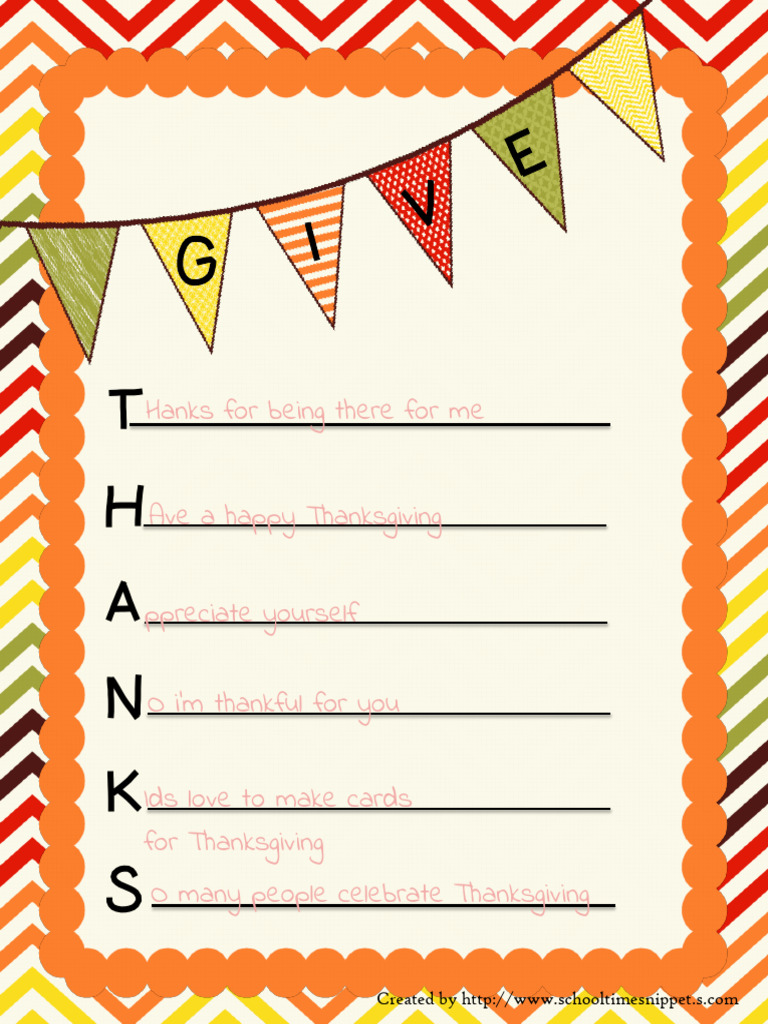 Give Thanks Acrostic Poem | PDF | Wellness