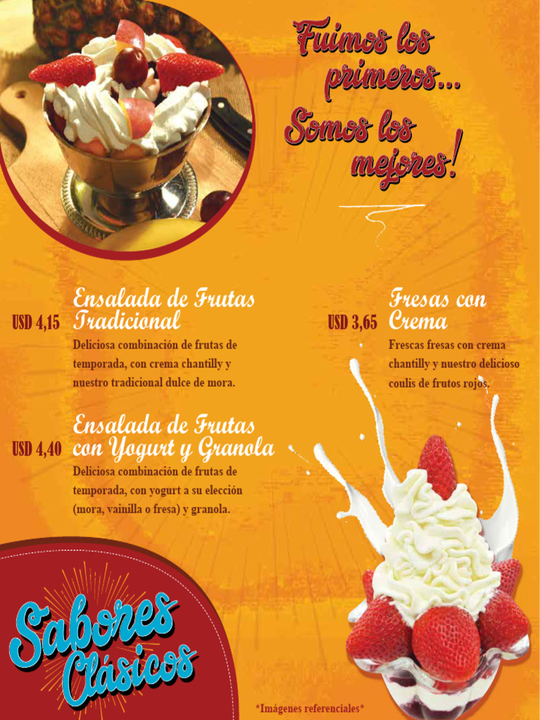 Menú de Postres y Ensaladas Variadas | PDF | Alimentos | Cocina