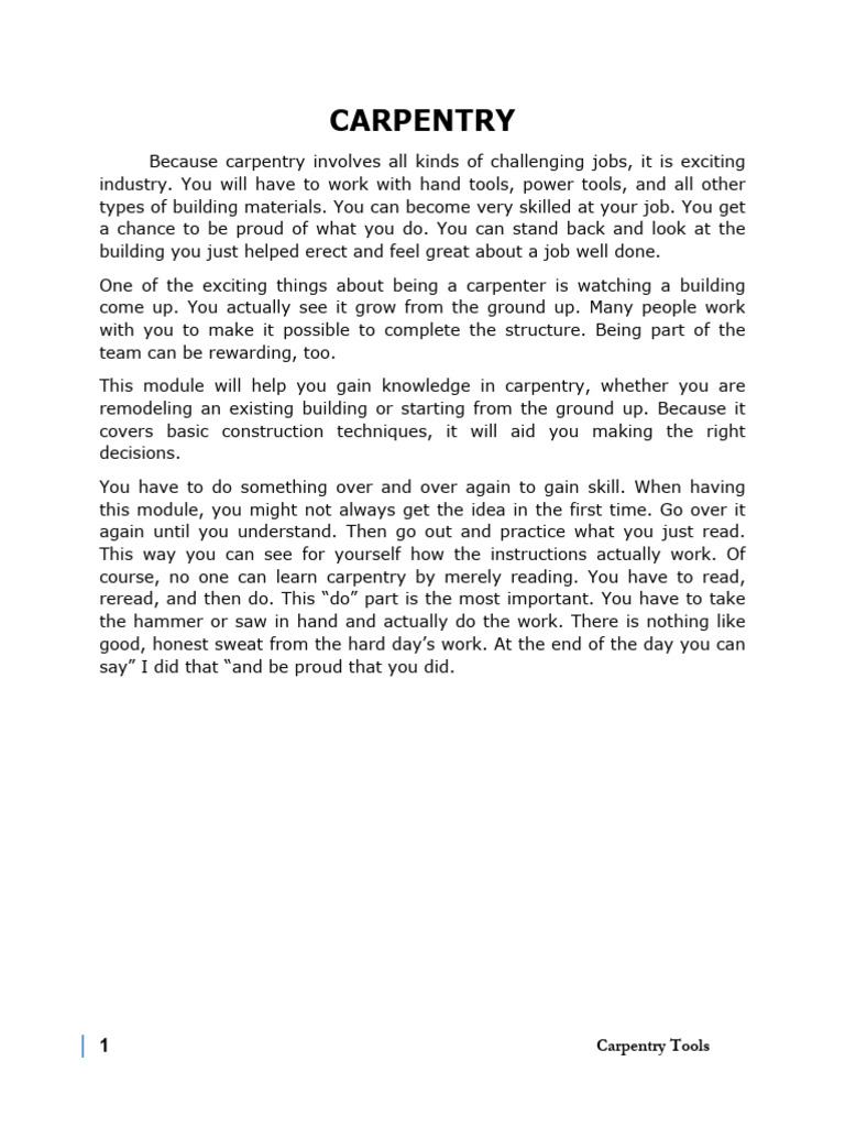 Unit 2 Carpentry Tools | PDF | Screw | Drill