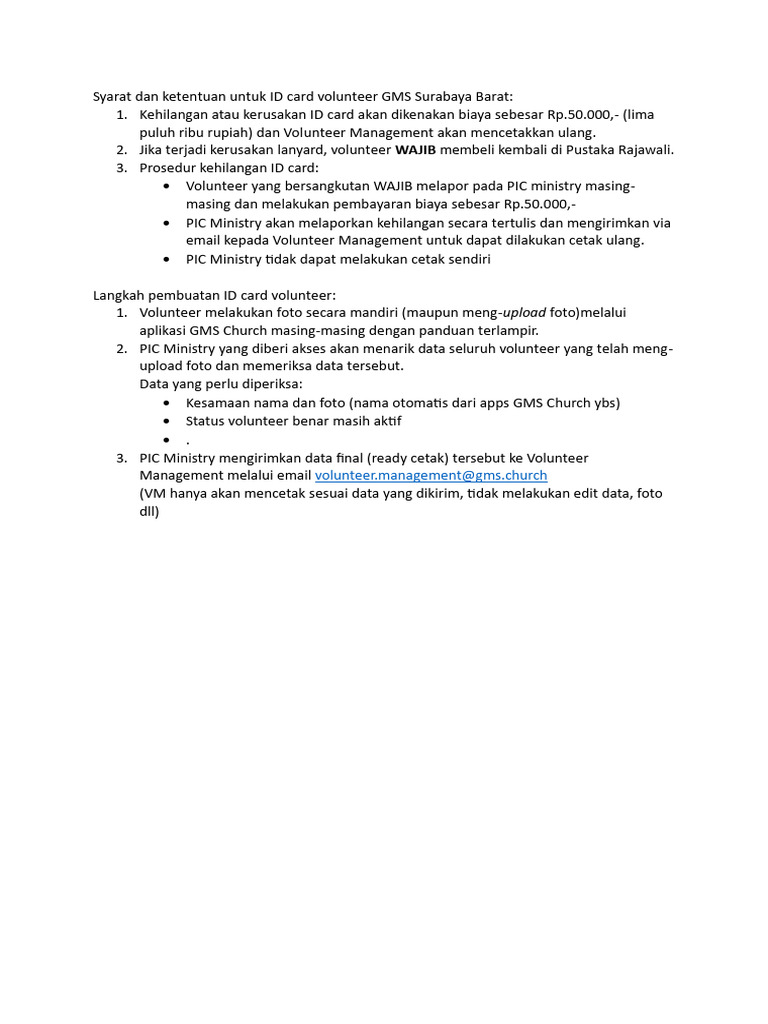 T&C ID Card Volunteer | PDF