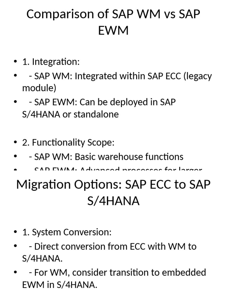 Sap Wm Vs Ewm Presentation Pdf Computers Technology And Engineering