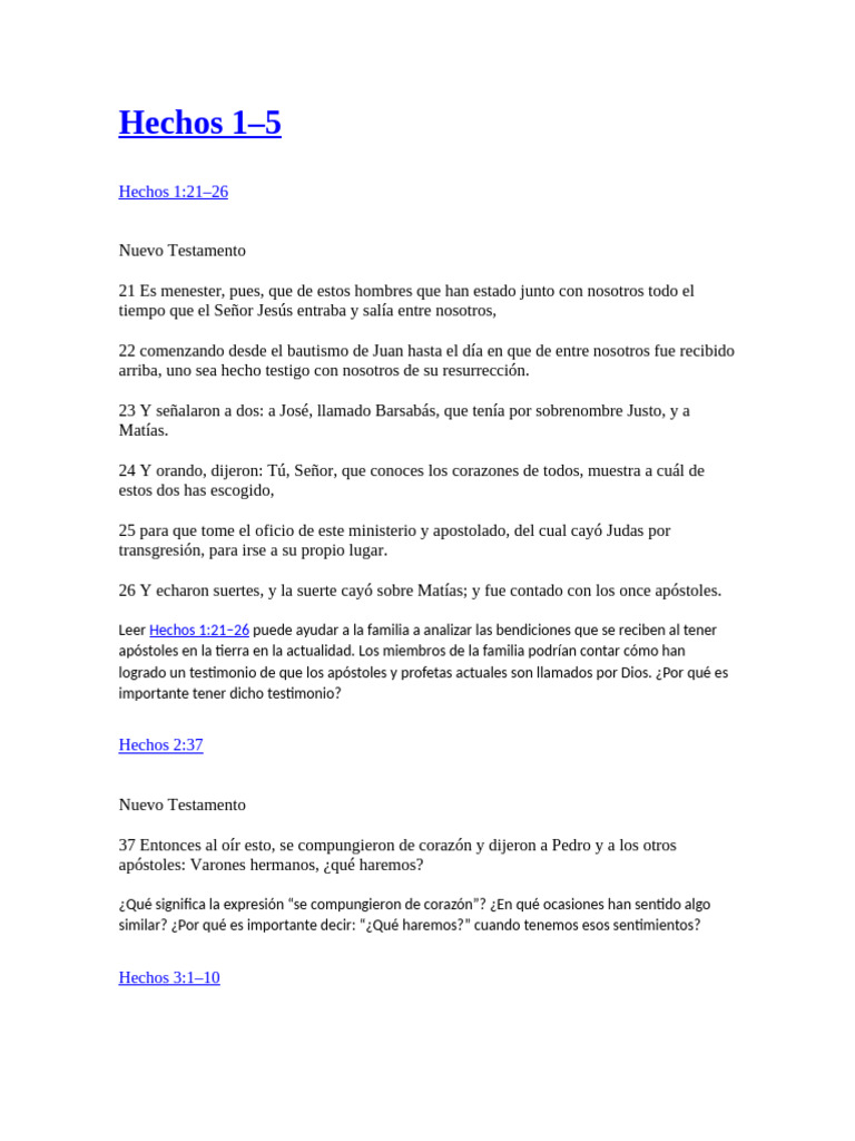 Hechos 1 Al 5 | PDF | Apóstol | Jesús