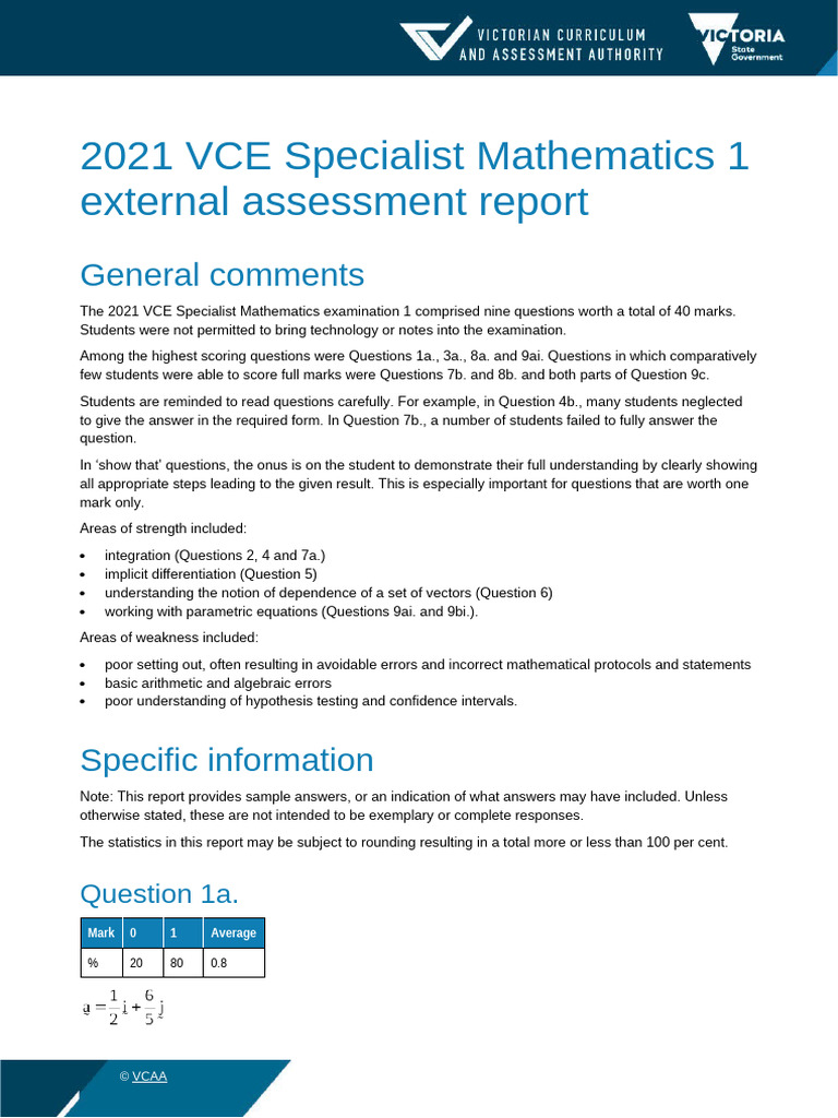 2021specmaths1 Report | PDF | Equations | Mathematics