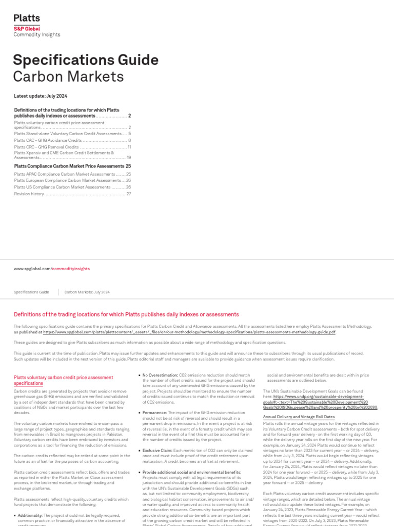 Platts Method - Carbon - Credits | PDF | Sustainable Development ...