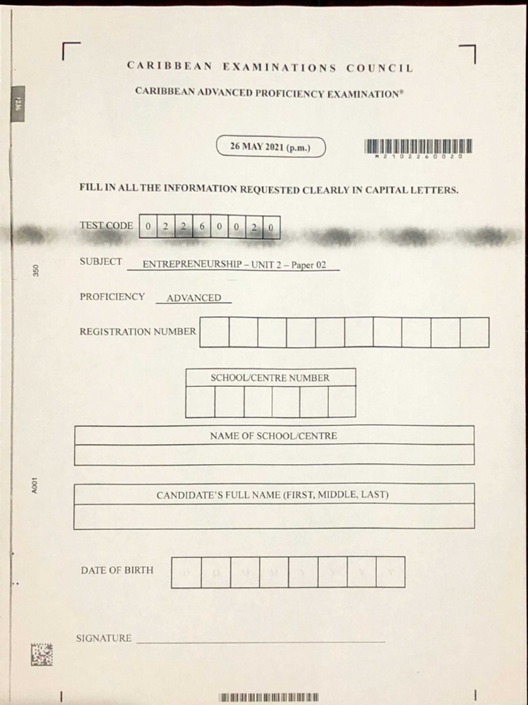 CAPE Entrep Unit 2 Paper 2 2021 | PDF