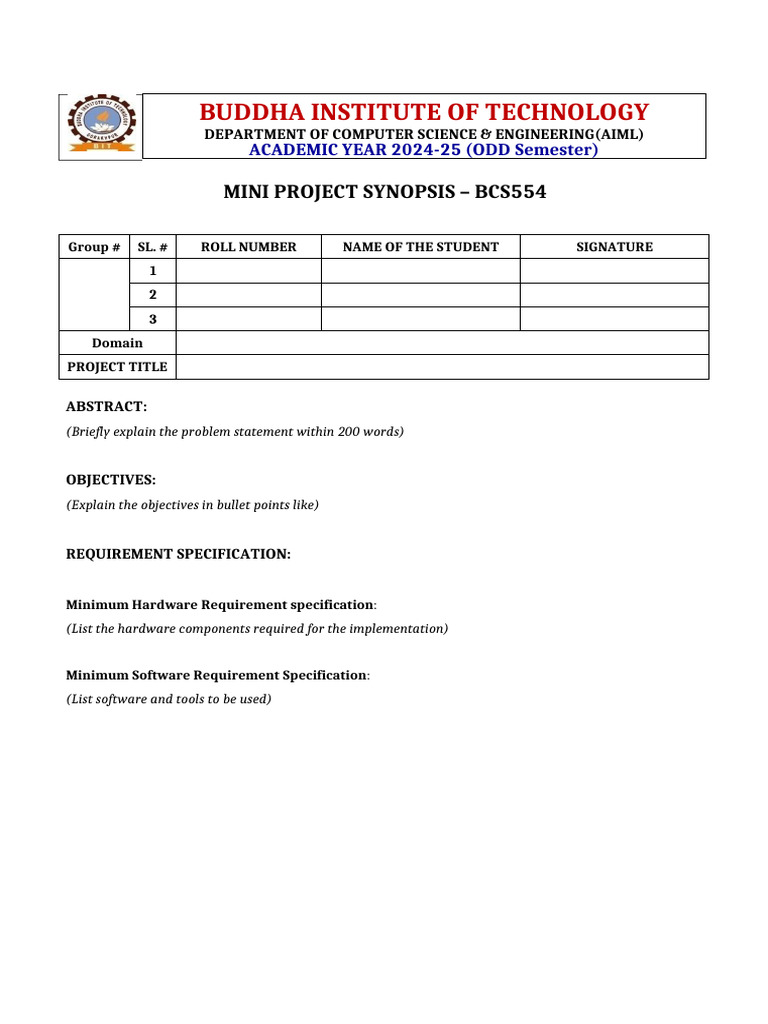 Mini Project Synopsis Third Year (Aiml) | PDF