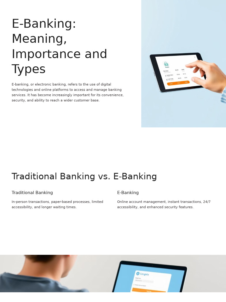 E Banking Meaning Importance and Types | PDF | Banks & Banking | Online ...
