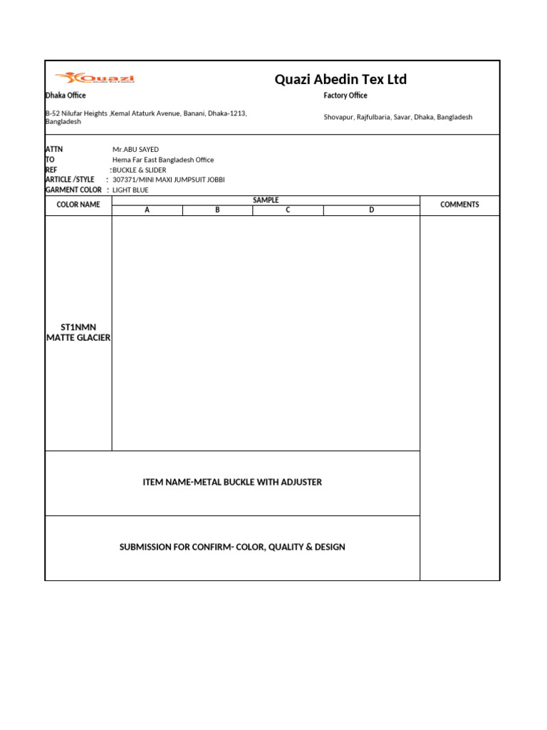 Garment Sample Submissions for Approval | PDF | Clothing | Human Appearance