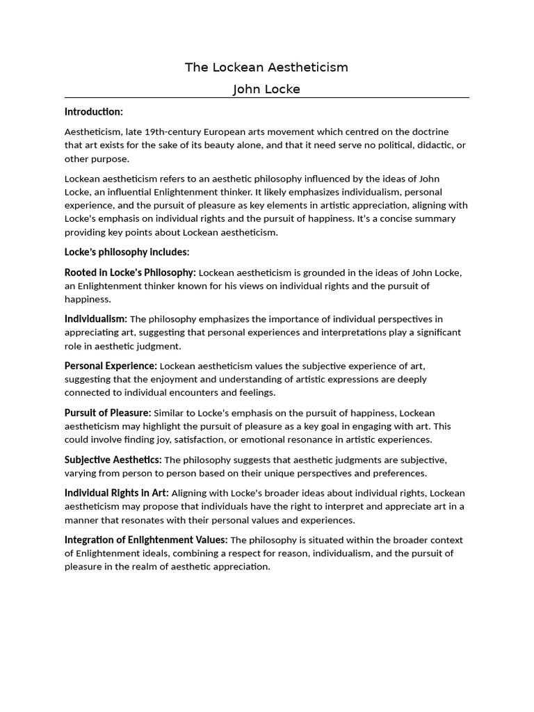 The Lockean Aestheticism | PDF | Empiricism | Romanticism