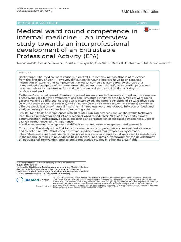 Medical Ward Round Competence in Internal Medicine | PDF | Medicine ...