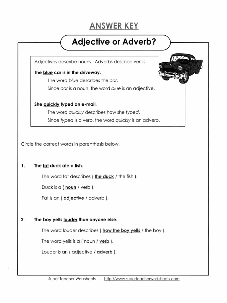 Adverb Answer Key | PDF