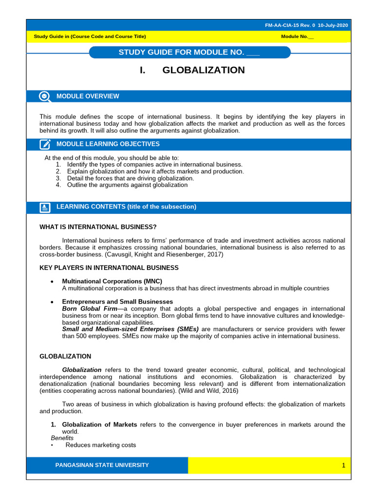 Globalization in International Business Guide | PDF | Globalization ...