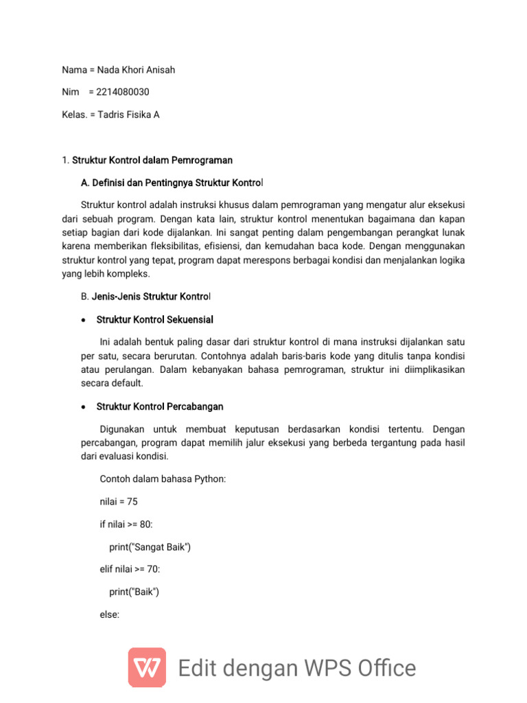 Struktur Kontrol Dalam Pemrograman Pdf Komputer 3433