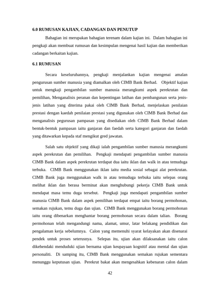 6.0 Rumusan Kajain Dan Cadangan | PDF
