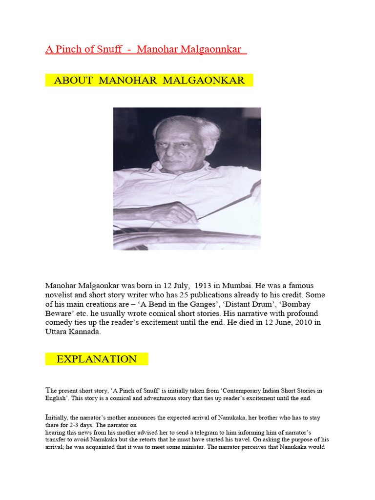 A Pinch of Snuff | PDF