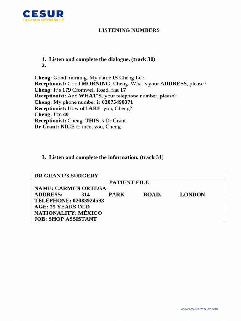 Listening Numbers | PDF